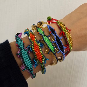 Lizard Inspired Bracelets, Gecko Beaded, Glass Beaded Wristband, Iguana ...