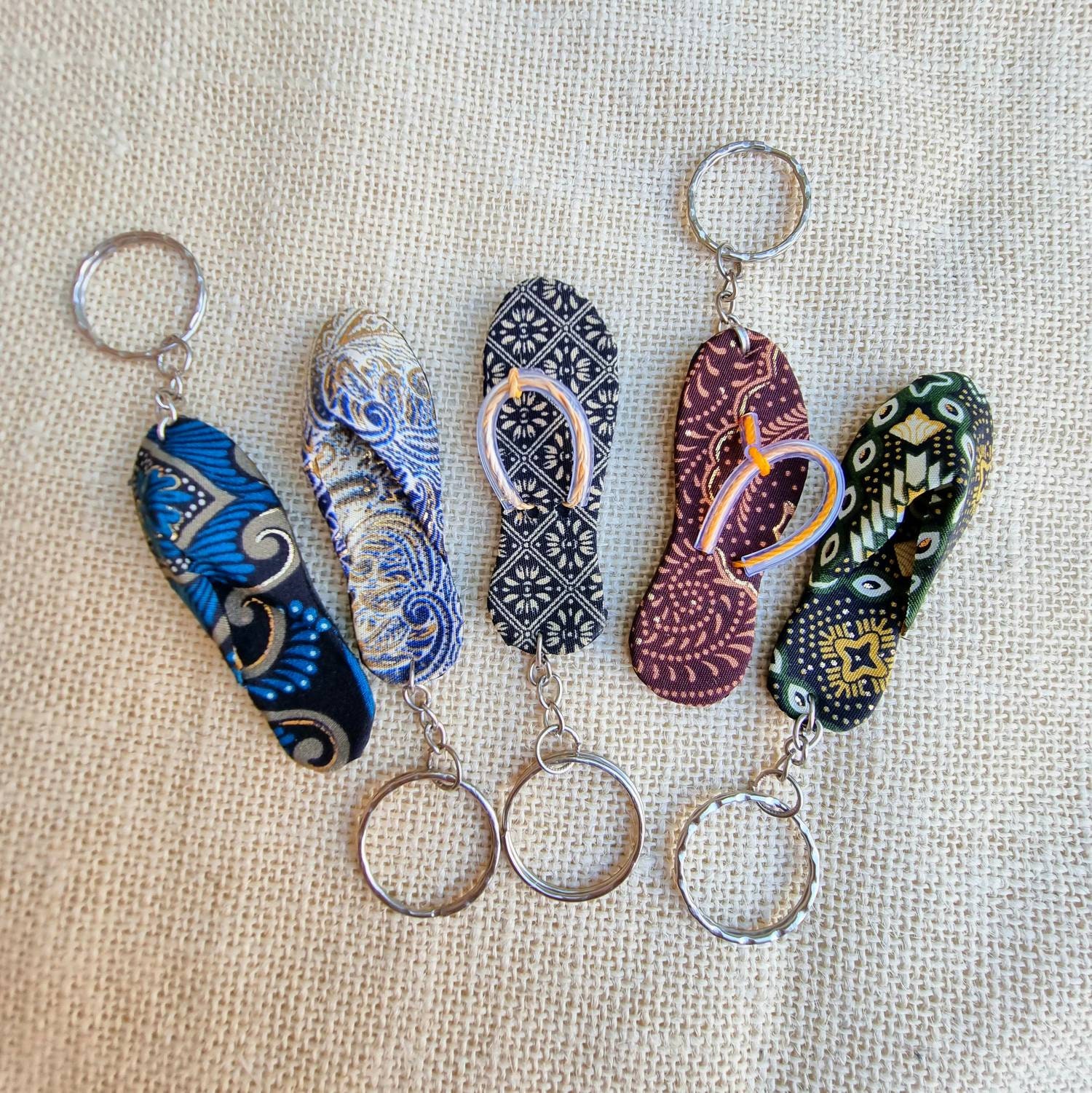 Bohemian Key Rings Set of 5 Batik Sandal Keyring Key Ring - Etsy