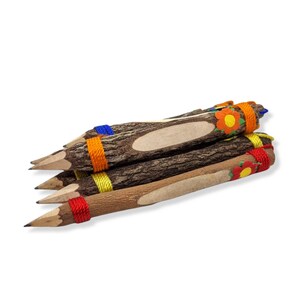 Twig Wooden Pencils Set of 3 Wooden Twig Pencils Rustic - Etsy UK