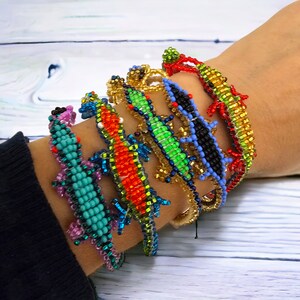Lizard Inspired Bracelets, Gecko Beaded, Glass Beaded Wristband, Iguana ...