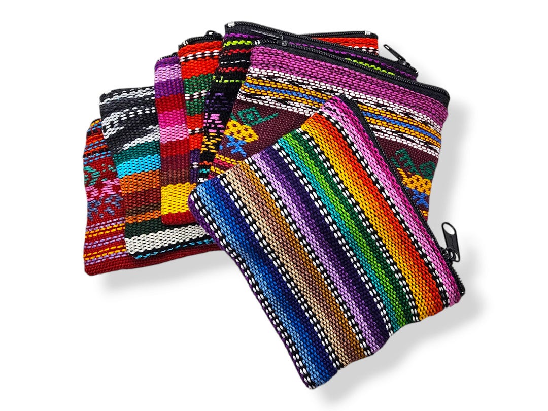 Woven Guatemalan Coin Purse- Boho Chic Coin Bag- Small Zippered Purse ...
