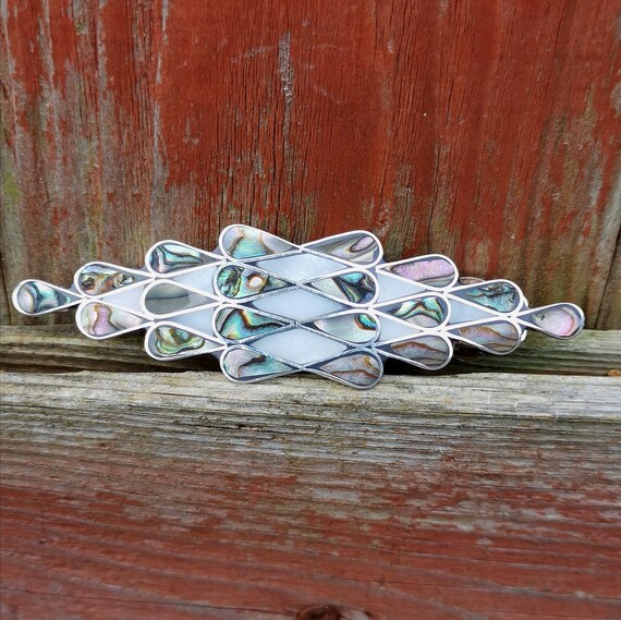 Mother of Pearl Abalone Shell Hair Barrette Silver Plated | Etsy