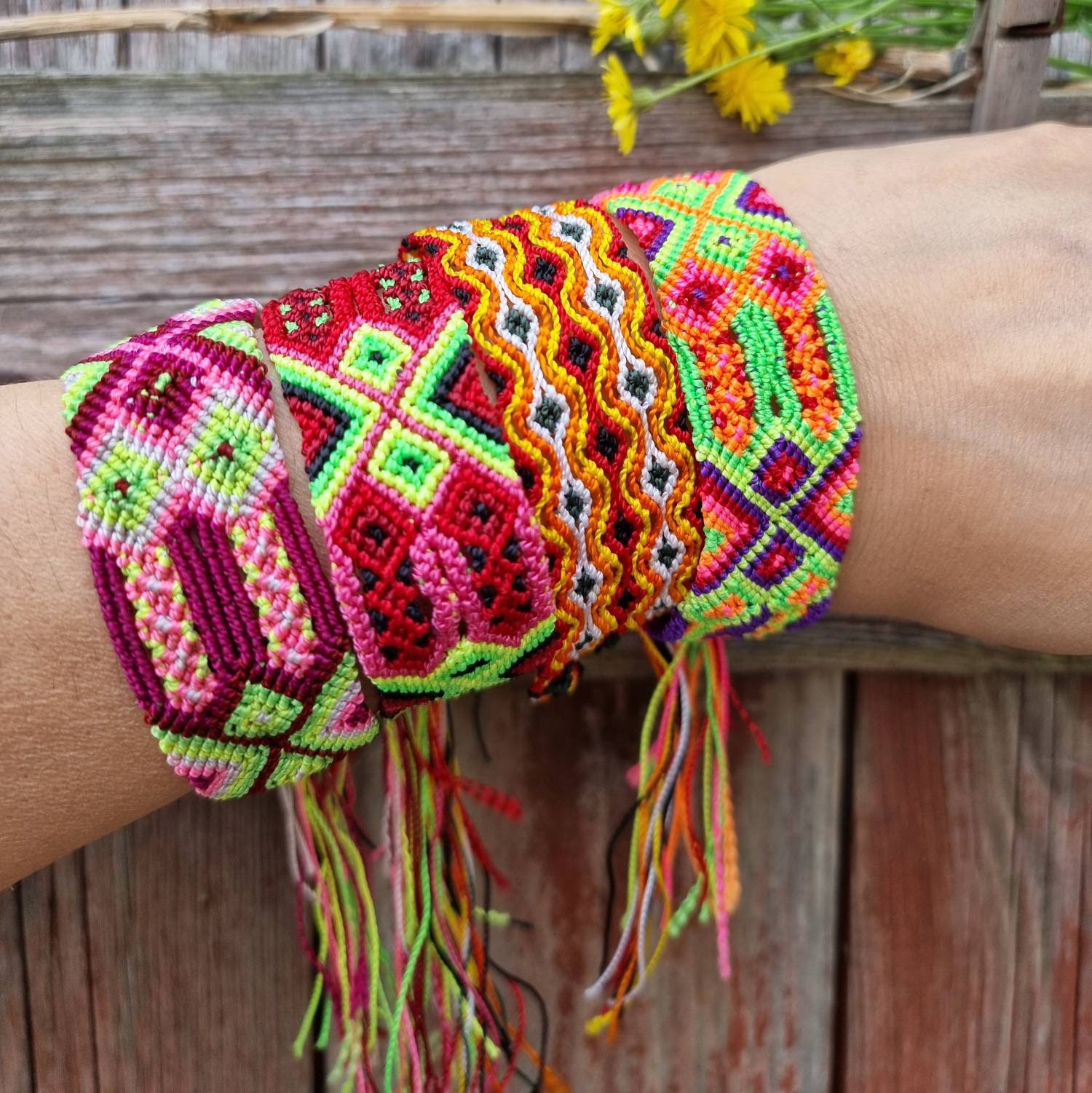 Boho Woven Friendship Bracelet | Omega Knotted Floss | Wish Bracelet ...
