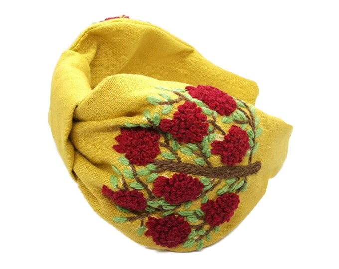 Hand Embroidered Headband- Tree of Life Design-linen Hair Accessory ...