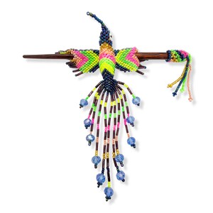 Wooden Hair Pin Barrette | Hummingbird Hair Barrette | Beaded Hair Clip ...