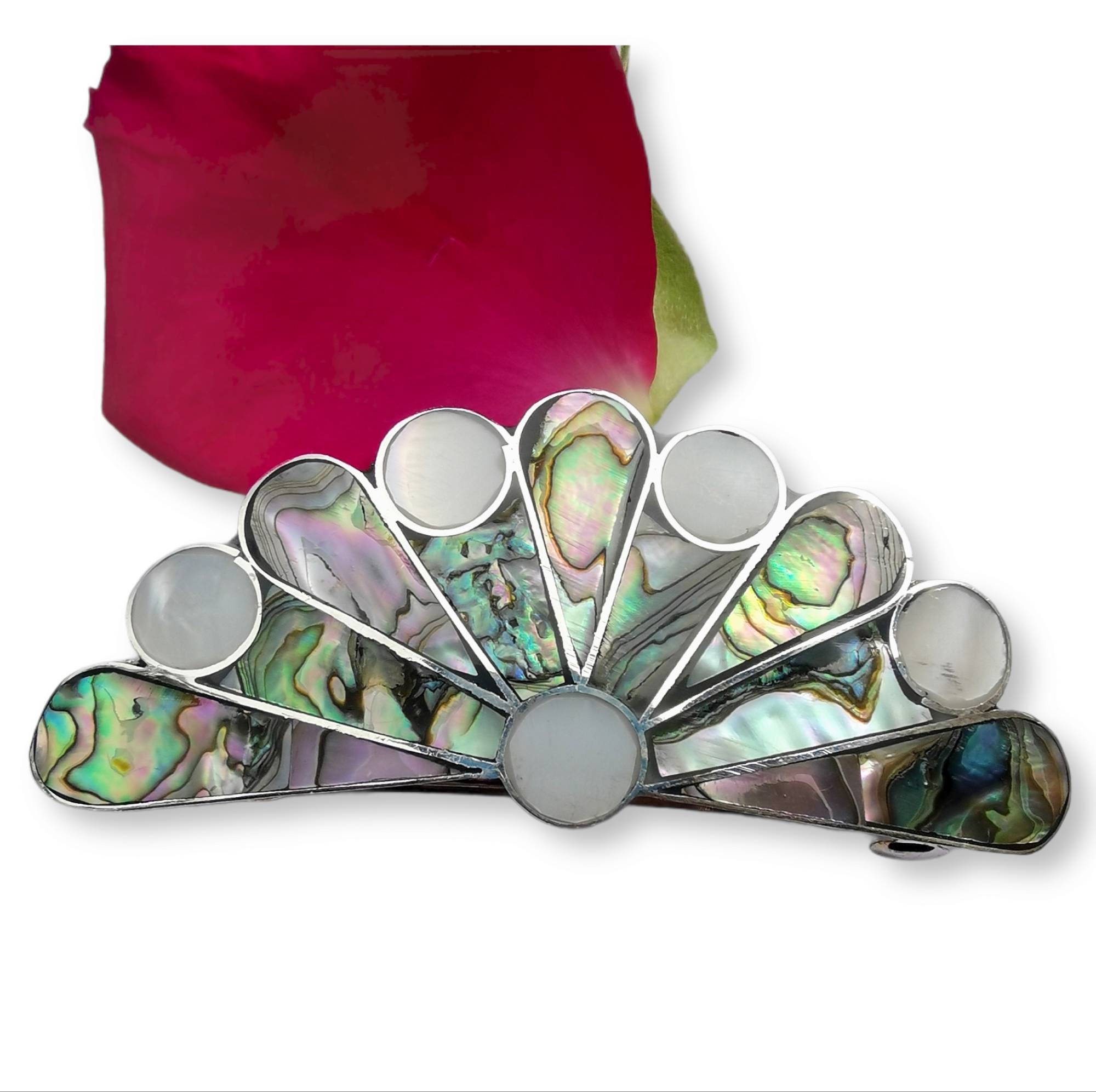 Mother of Pearl Hair Barrette Abalone Shell Hair Clip Silver - Etsy