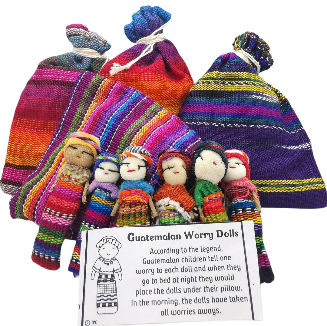 Worry Dolls-6 Dolls 1 Bag-guatemalan-large Doll-trouble - Etsy