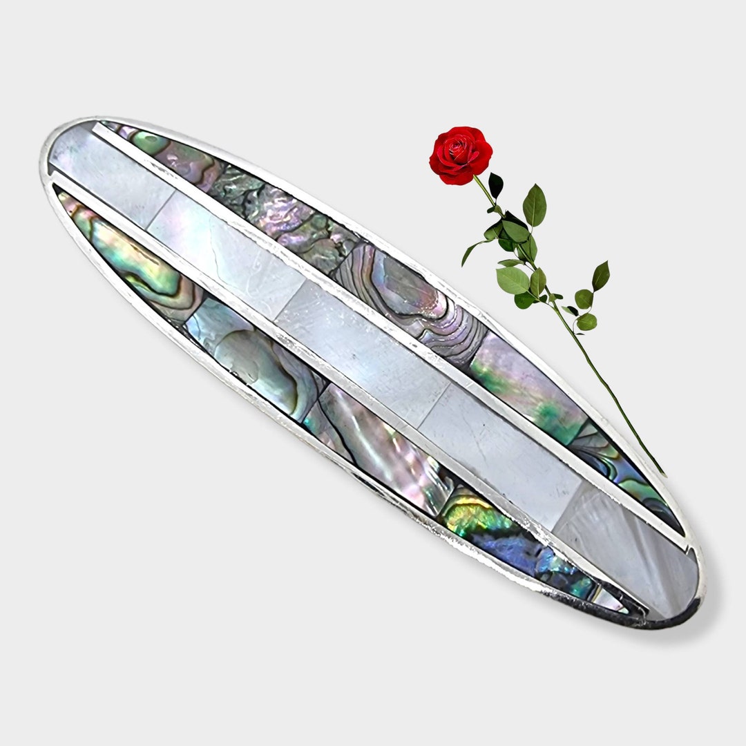 Abalone Shell Hair Clip Art Deco Design Mother of Pearl Hair Barrette ...