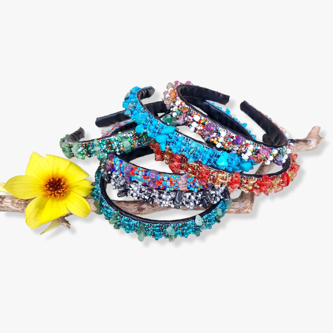 Hand Beaded Headband- Hair Headbands - Women's Headband- Boho Chic Hair ...