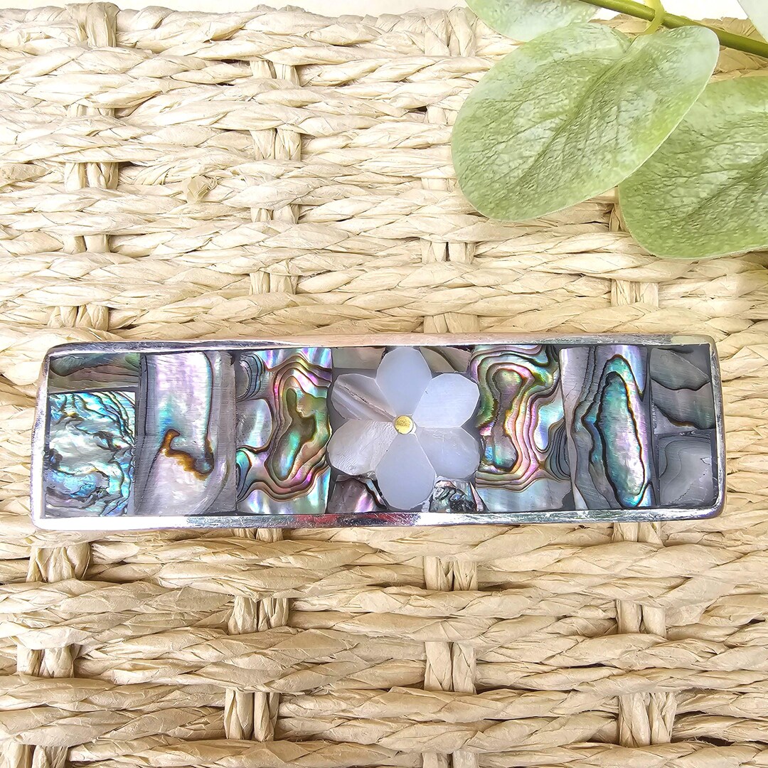 Abalone Shell Inlay Hair Barrette, Mother of Pearl Hair Clip, Mexican ...