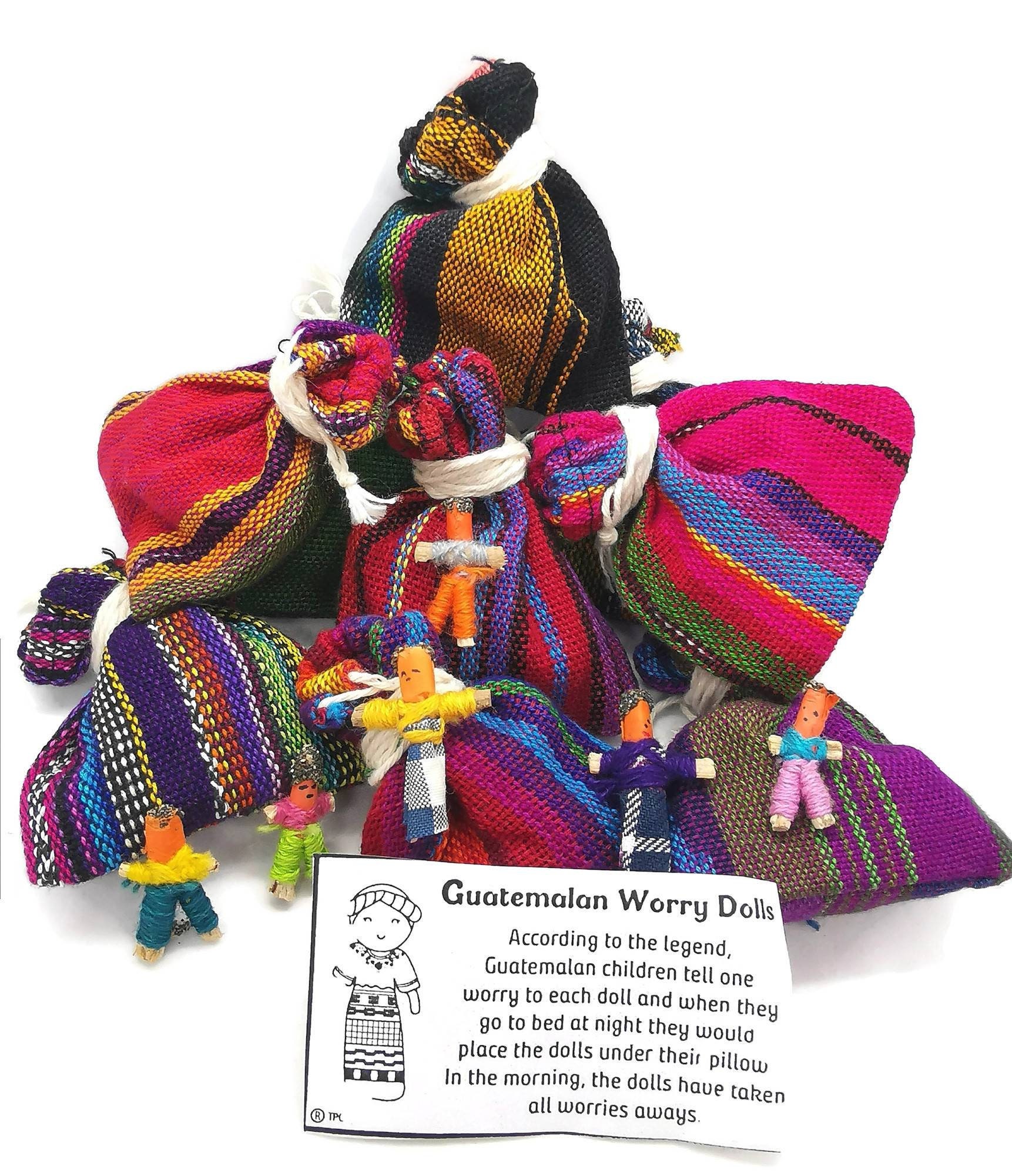 Mini Guatemalan Worry Dolls – 6 Handmade Dolls in Colourful Bag - Etsy UK