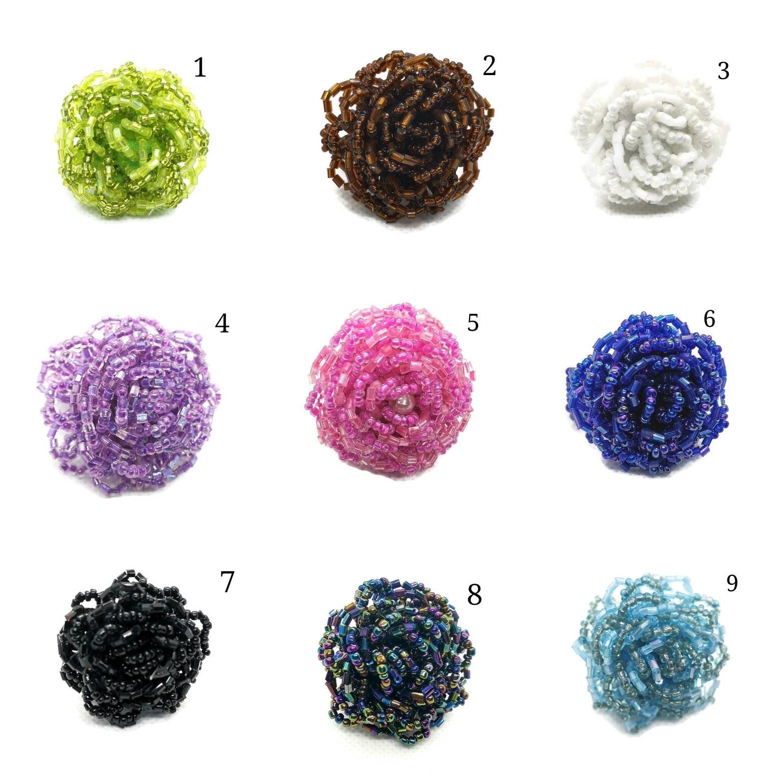 Beaded Flower Ring Bead Cluster Ring Pom Pom Ring Boho Chic | Etsy