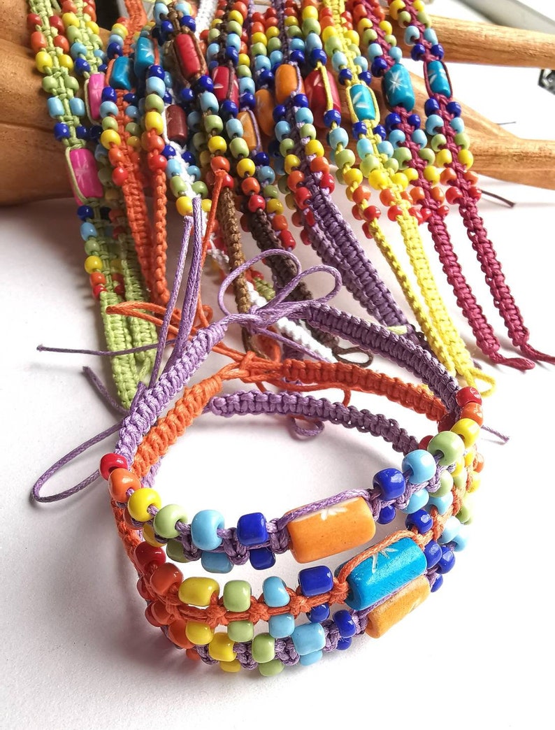 Multi Color Beaded Bracelet Cotton Friendship Bracelet - Etsy