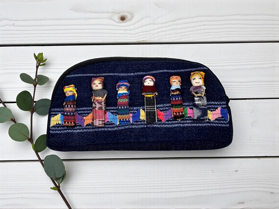 Guatemalan Worry Doll Clutch Bag • Handmade Padded Mayan Fabric Pouch ...