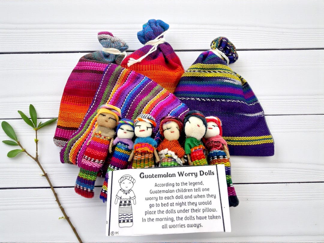 Guatemalan Worry Dolls Pouch – Handmade Mayan Gift in Colourful Fabric ...