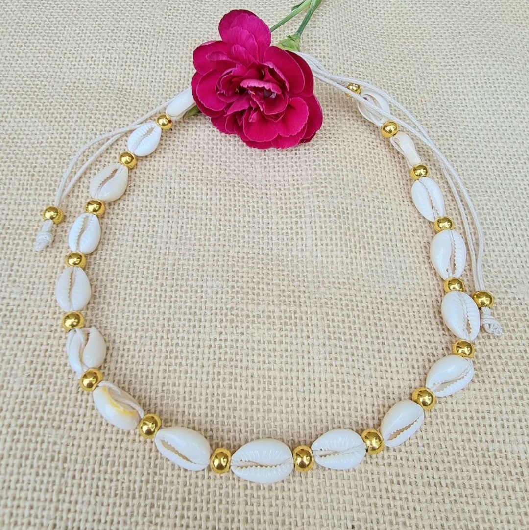 Handmade Cowrie Shell Choker Necklace, Boho Beach Jewellery, Seashell ...
