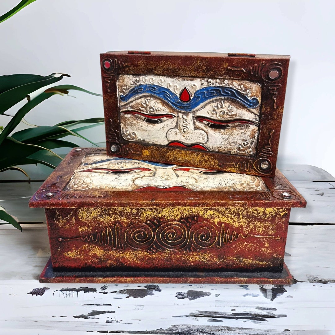 Buddha Eyes Box | Hand Crafted Balinese Box | Wooden Jewellery Box ...