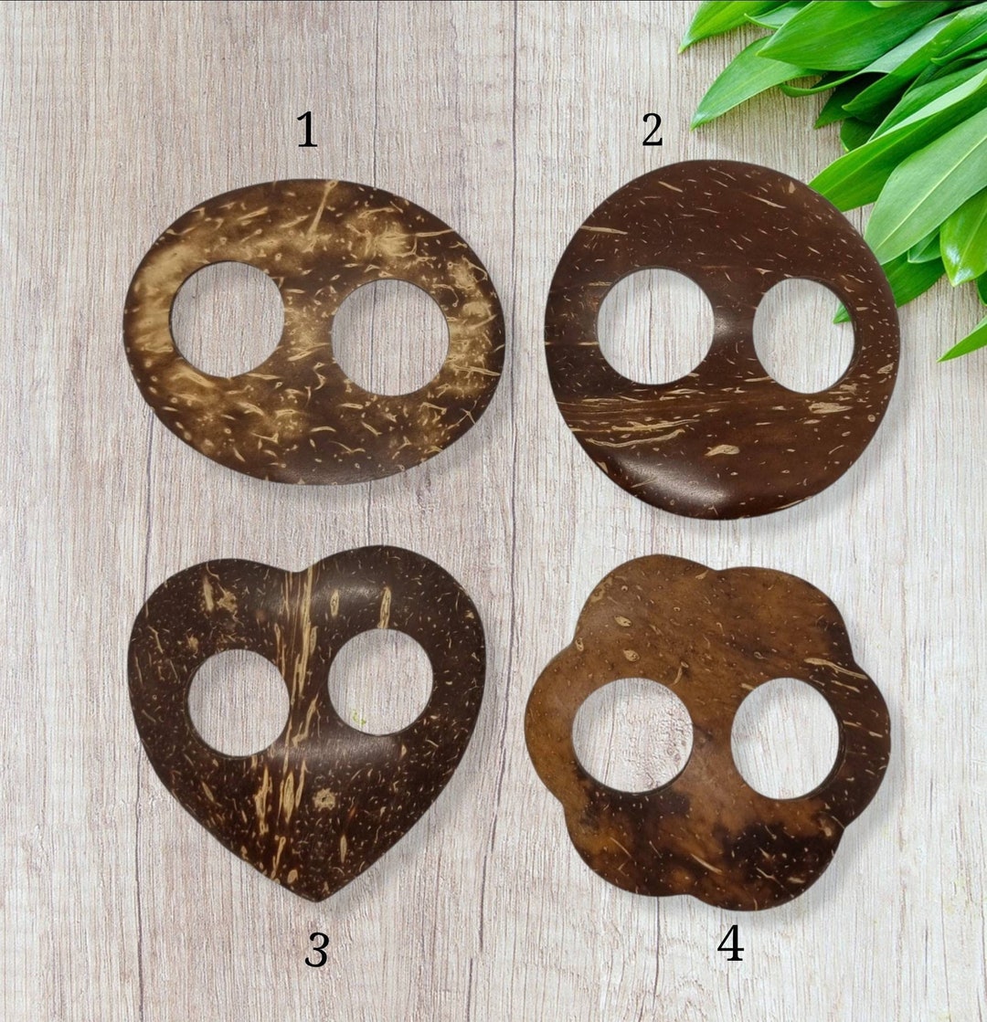 Coconut Shell Sarong Clip, Scarf Holder, Round, Flower, Heart, Oval ...
