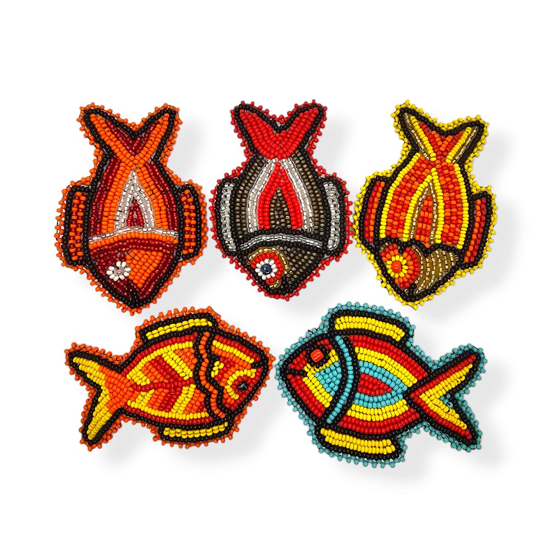 Beaded Fish Hair Barrette, Multicolour Glass Bead Hair Clip, Bohemian ...