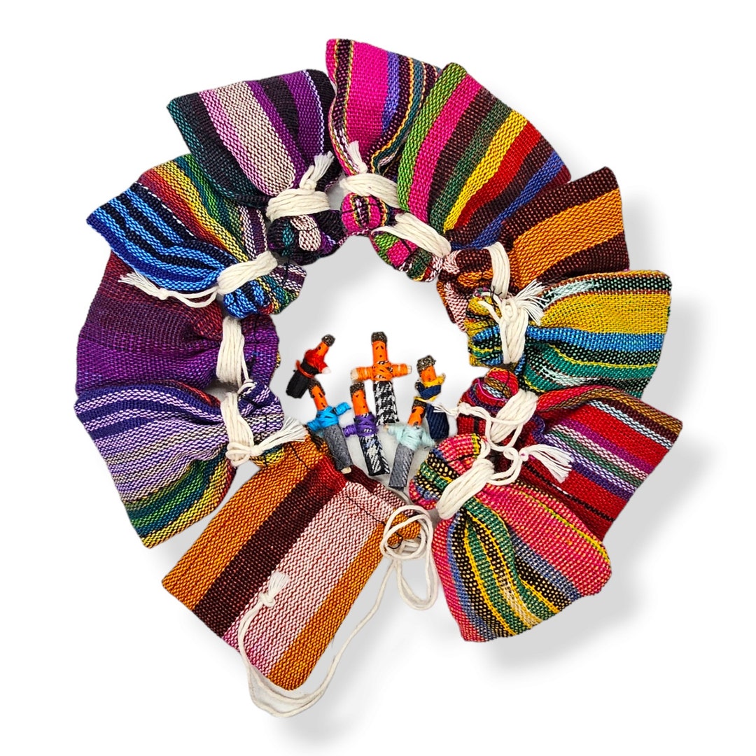 Bulk Worry Dolls Lot of 100 Pouches, 6 Miniature Dolls in 1 Bag ...