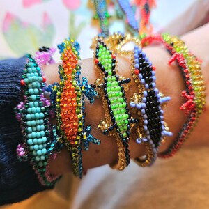 Lizard Inspired Bracelets, Gecko Beaded, Glass Beaded Wristband, Iguana ...
