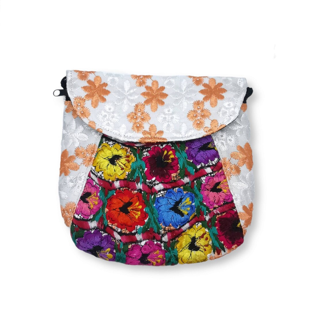 Guatemalan Embroidered Purse, Floral Design, Multi Colours, Boho Chic ...