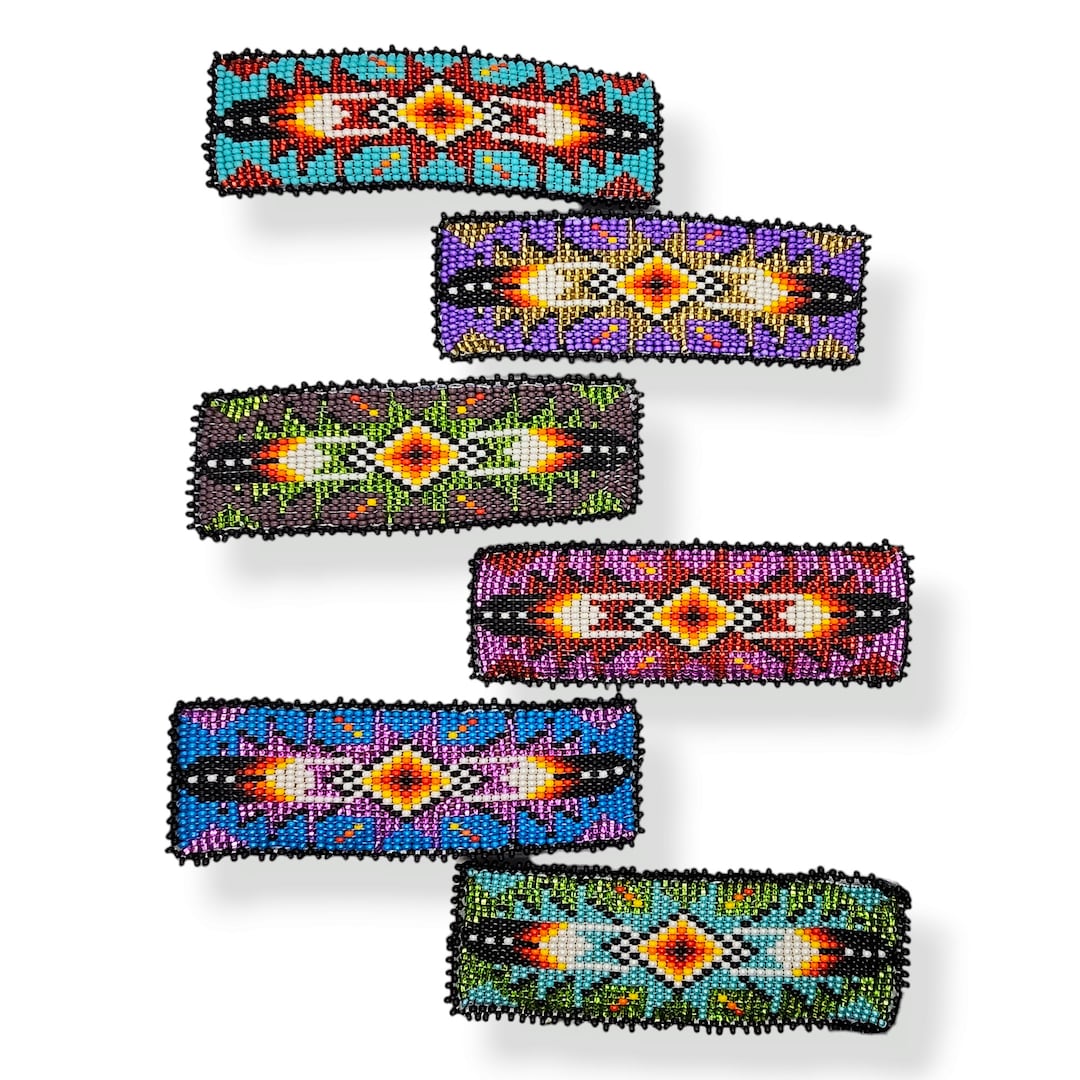 Loomed Beaded Hair Barrette | Native American Style | Beaded Hair Clip ...