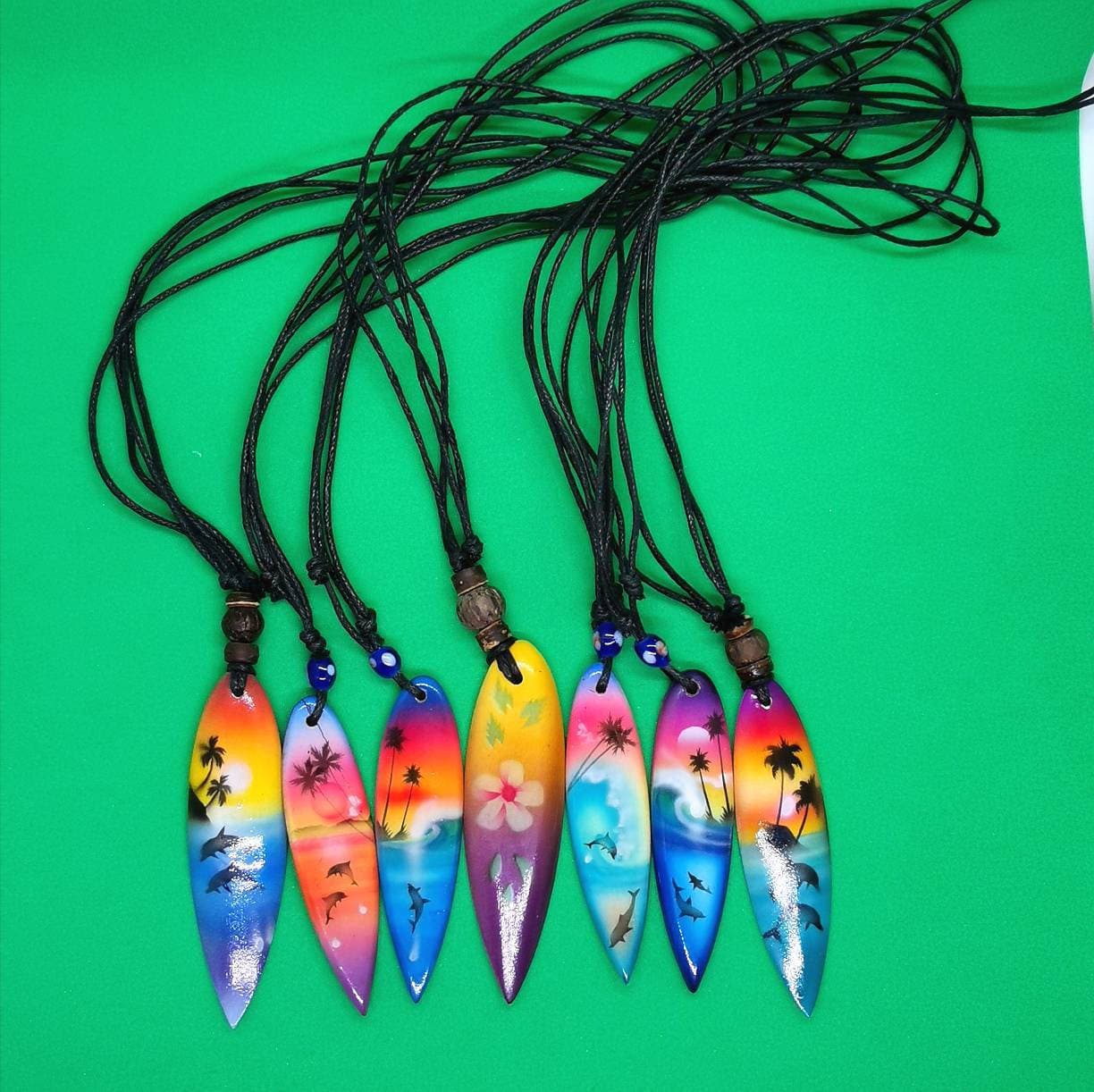 Surf Necklace Surfboard Bohemian Necklace Bamboo Wood | Etsy