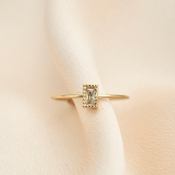 Rectangle Stone Ring - Etsy