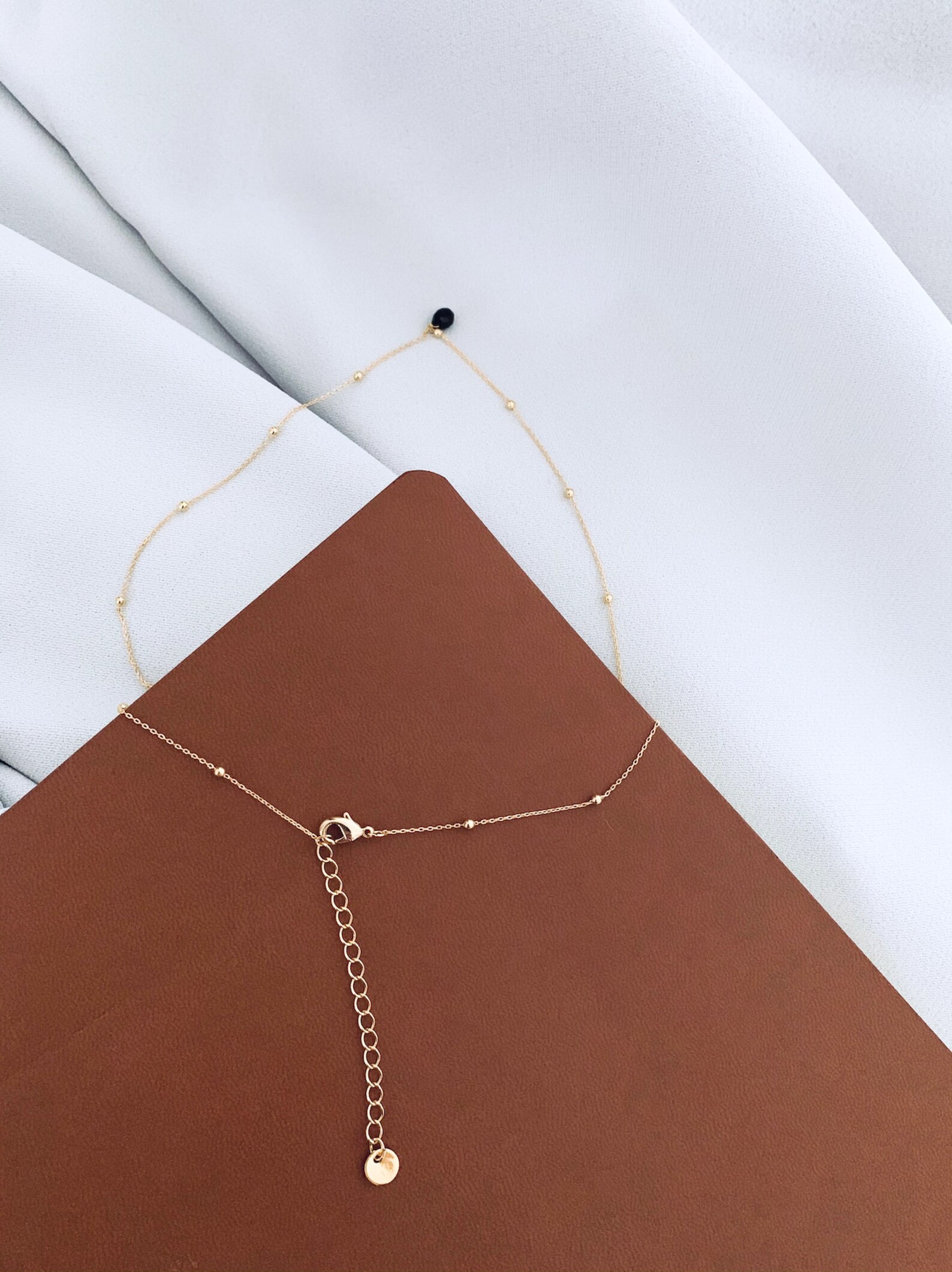 Collier fin pendentif pierre onyx noire / Collier femme - Etsy France