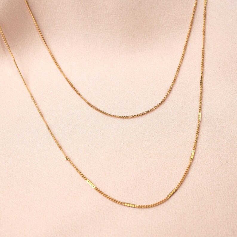Delicate Double-strand Chain Necklace / Minimalist Women's Necklace ...