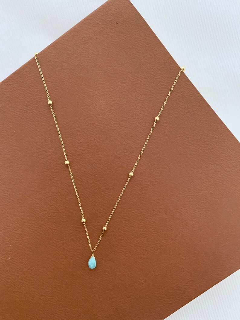 Collier fin pendentif pierre onyx noire / Collier femme - Etsy France