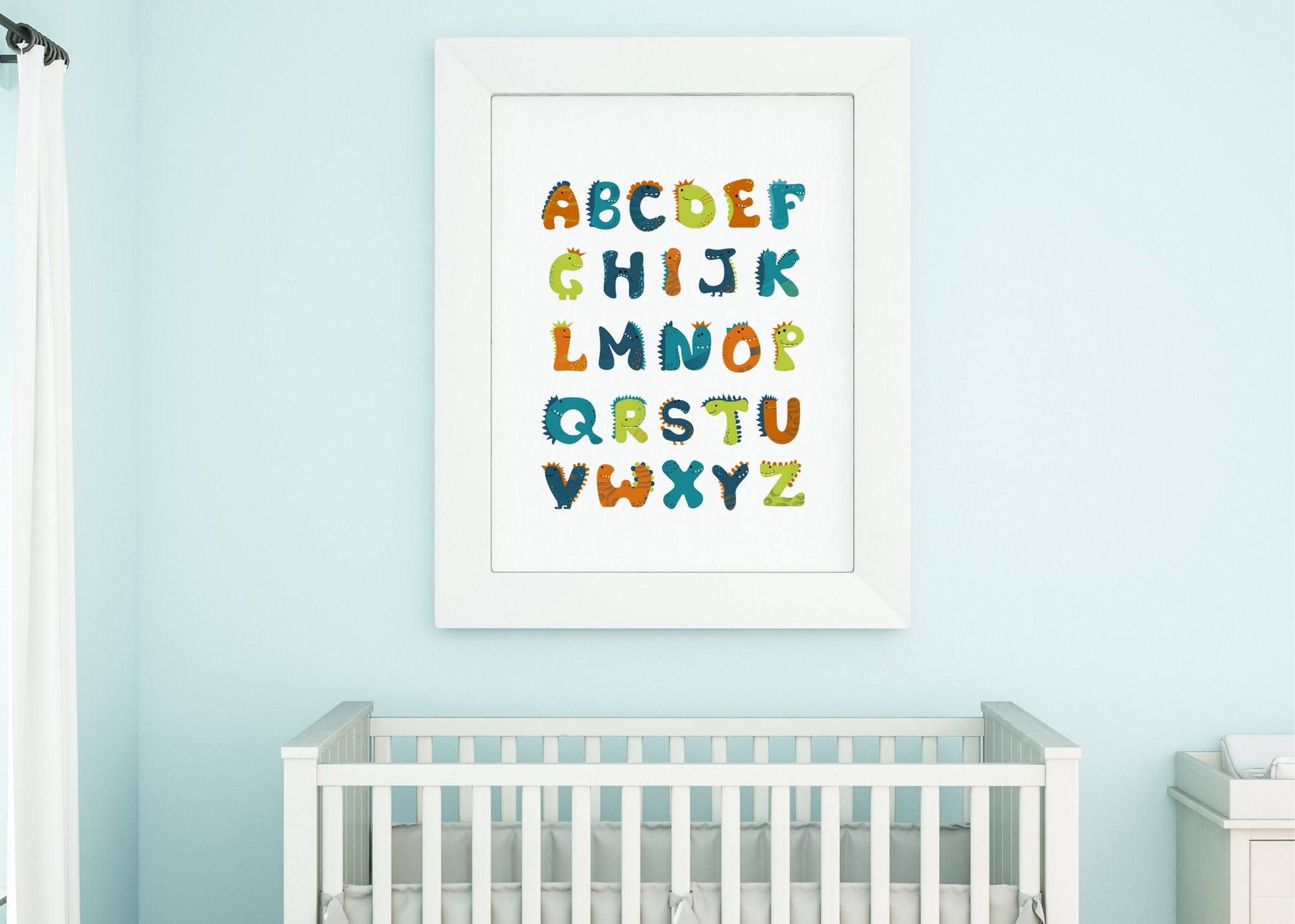 Dinosaur Alphabet Print | ABC Learning Wall Art | Nursery & Playroom ...