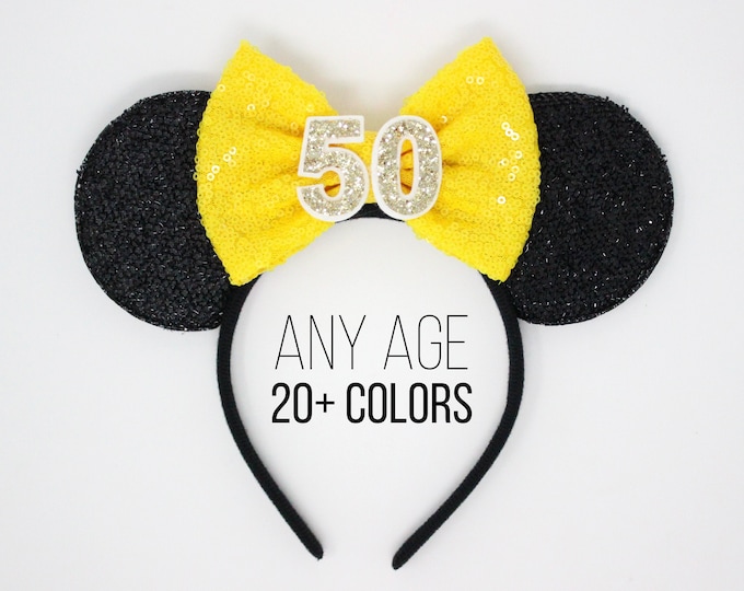50th Birthday Mouse Ear Headband 50th Birthday Ears 50th | Etsy