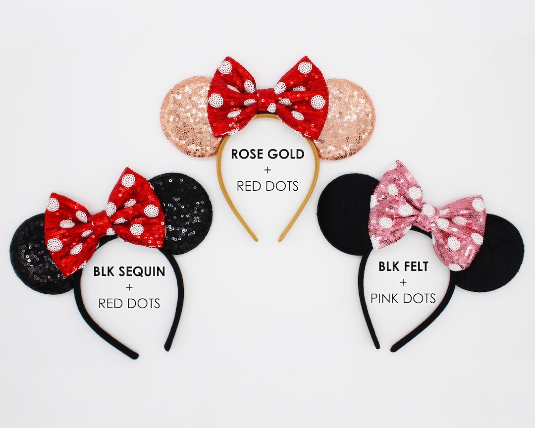 Sequin Mouse Ears | Custom Color Bow Headband - Etsy