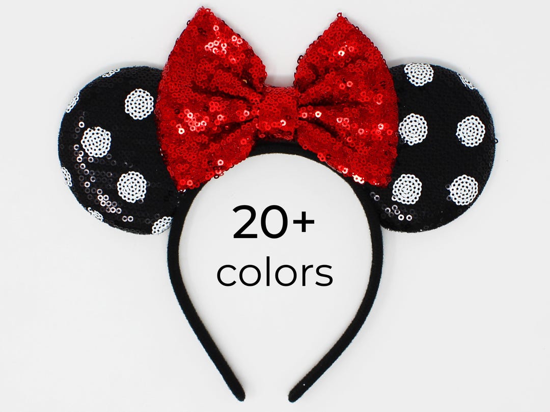 Classic Polka Dot Mouse Ears 20 Colors Black Mouse Ear Headband White ...