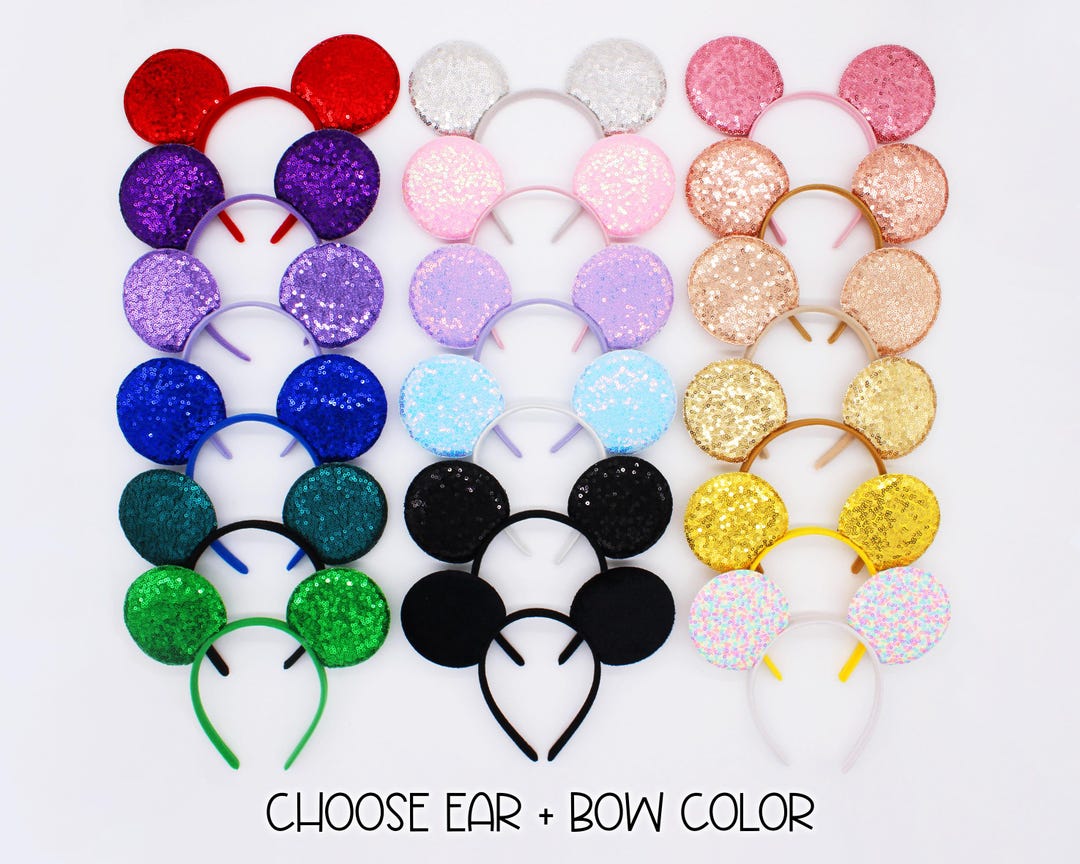 Sequin Mouse Ears | Custom Color Bow Headband - Etsy
