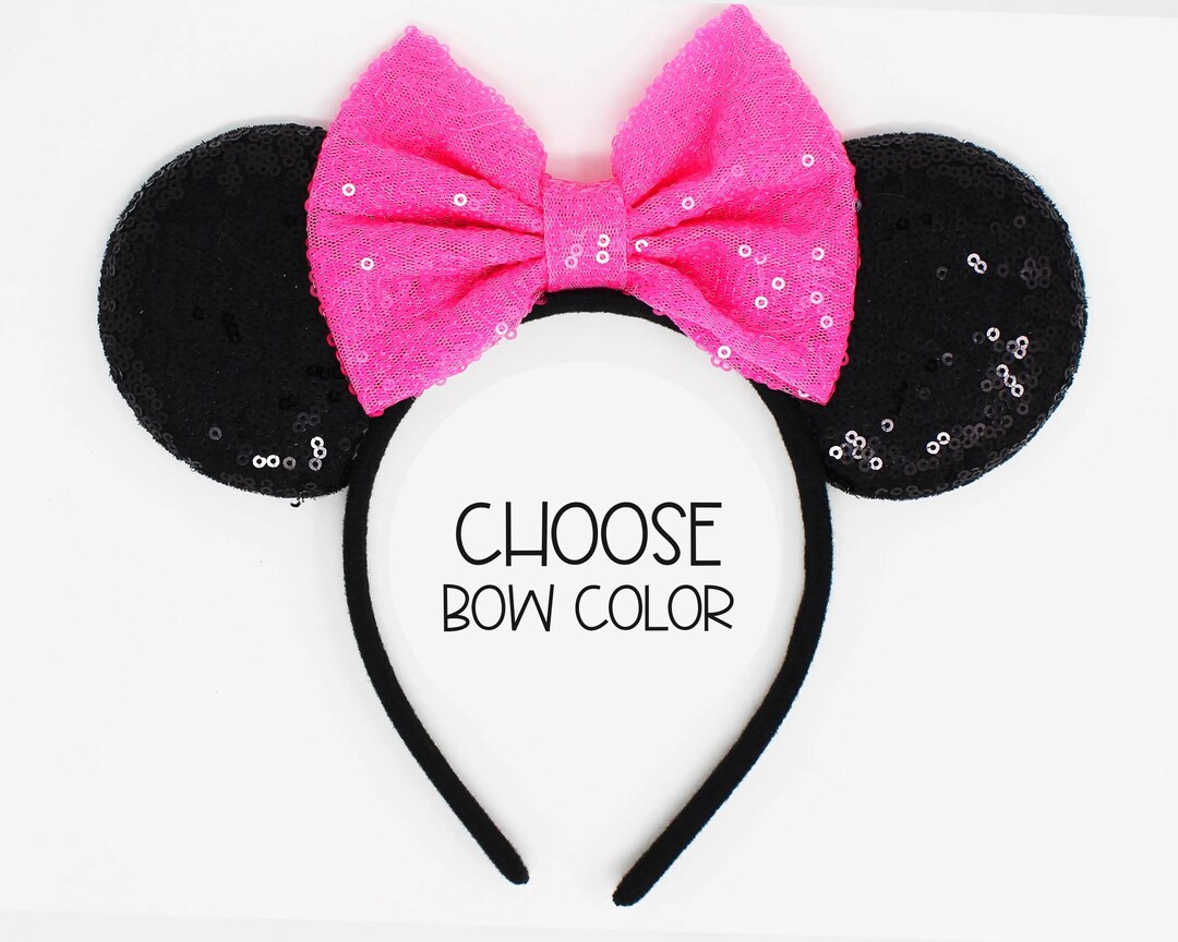 Sequin Mouse Ears | Custom Color Bow Headband - Etsy