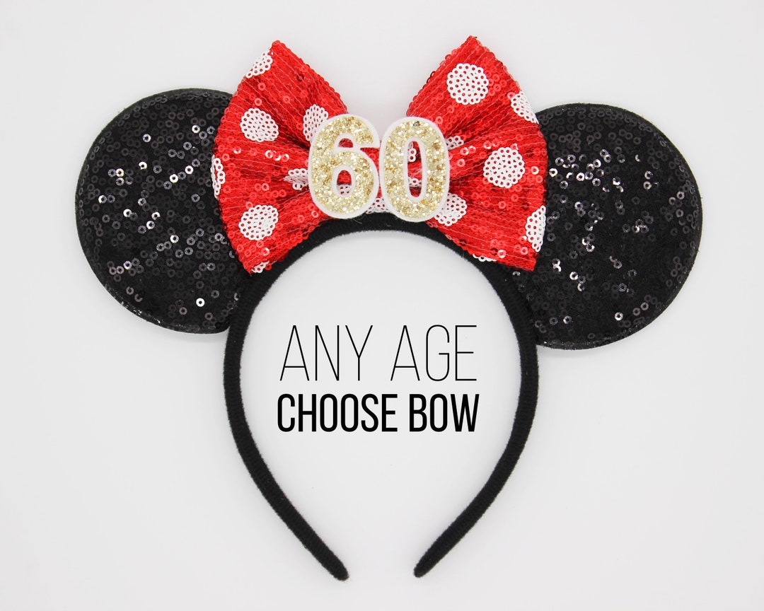 60th Birthday Mouse Ear Polka Dot Mouse Ear Headband 60th Birthday Ears ...