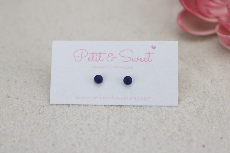 Mens Earrings Blue, Matte Studs for Him, Dark Blue Stud Earrings ...