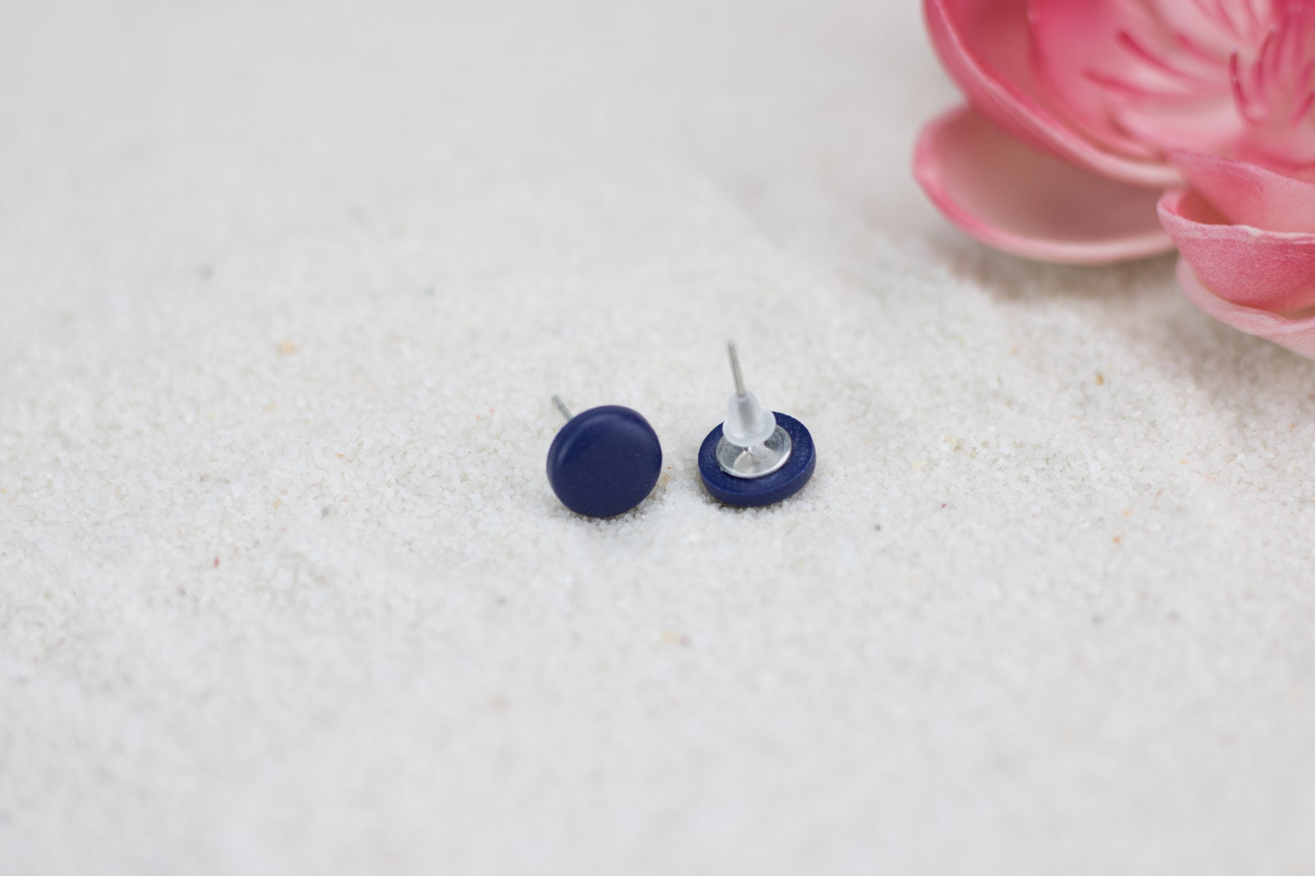 Mens Earrings Blue, Matte Studs for Him, Dark Blue Stud Earrings ...