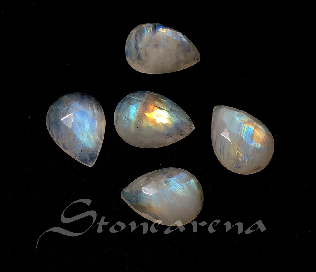 18x13 MM Flashy Fire Moonstone Rainbow Gemstone, Rose Cut Moonstone ...