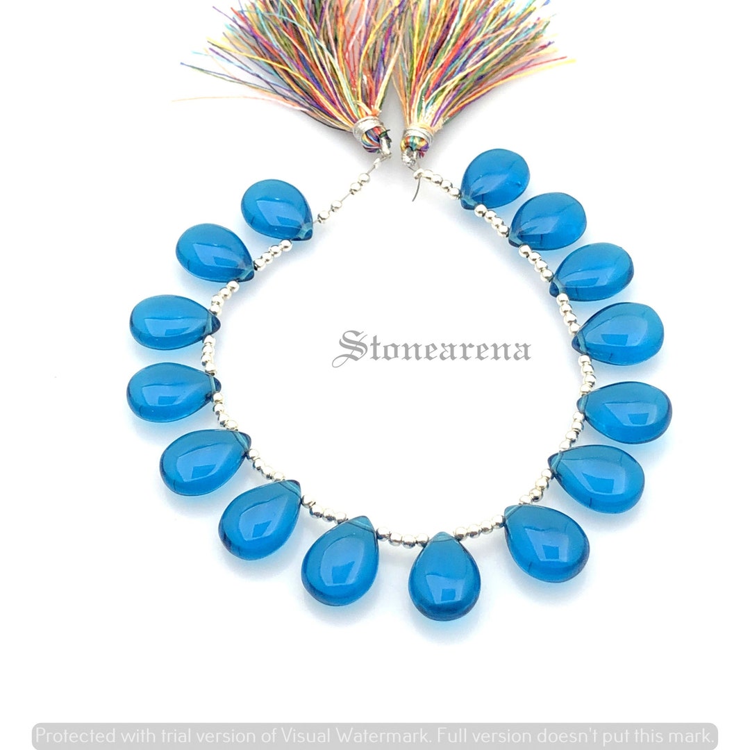 Paraiba Blue Quartz Layout Gemstone, Beaded Blue Quartz Briolette ...