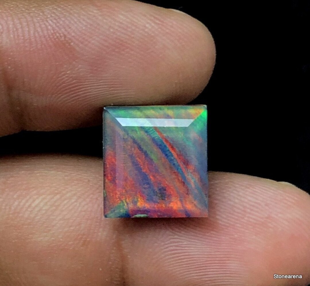 Aurora Opal Multi Fire Gemstone, Square Shape Aurora Opal Doublet ...