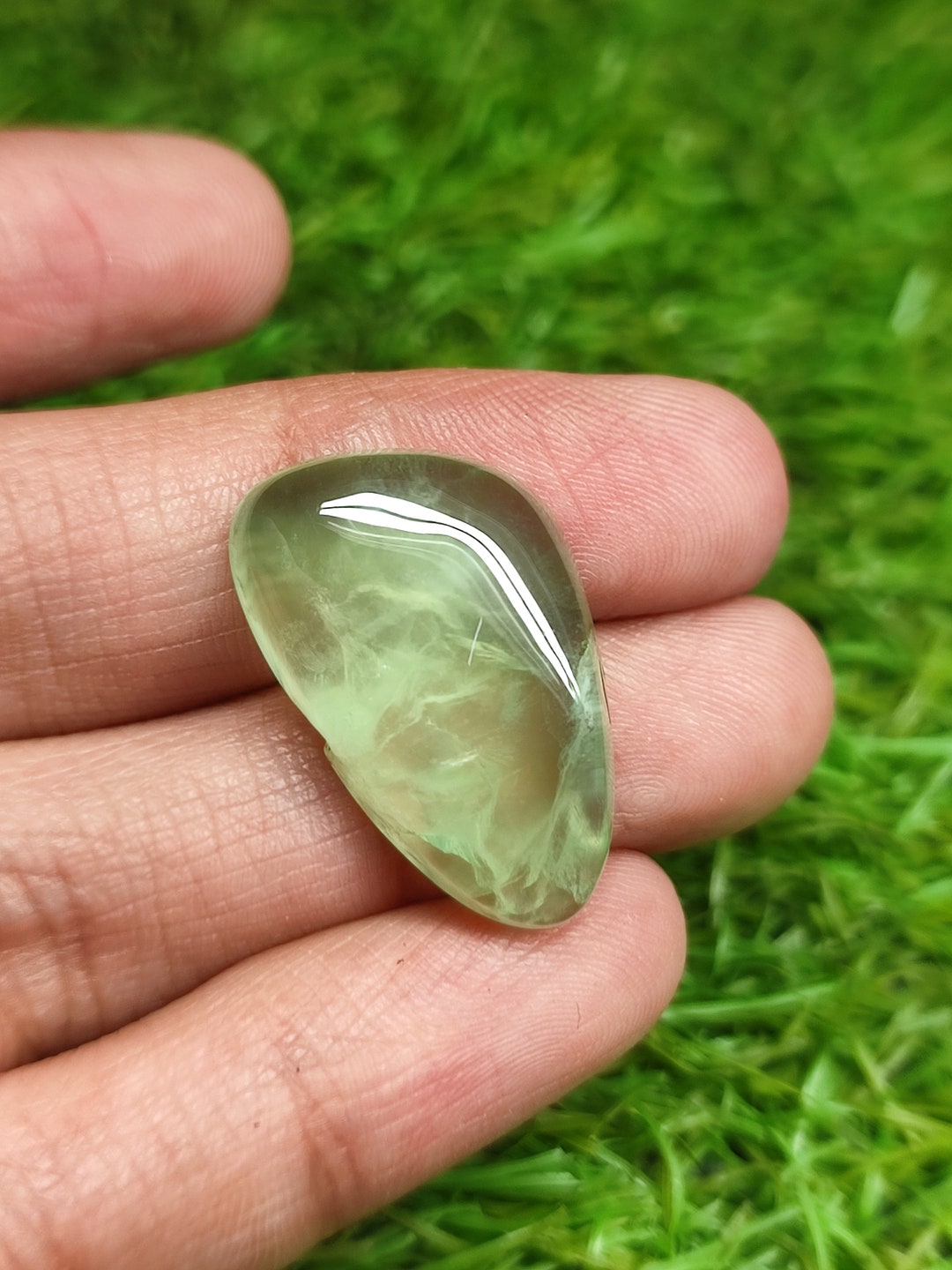 25x15 MM Natural Prehnite Cabochon Gemstone, Fancy Shape Prehnite Loose ...