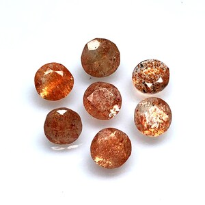 Natural Orange Sunstone Faceted Gemstone, Round Shape Sunstone Cut ...