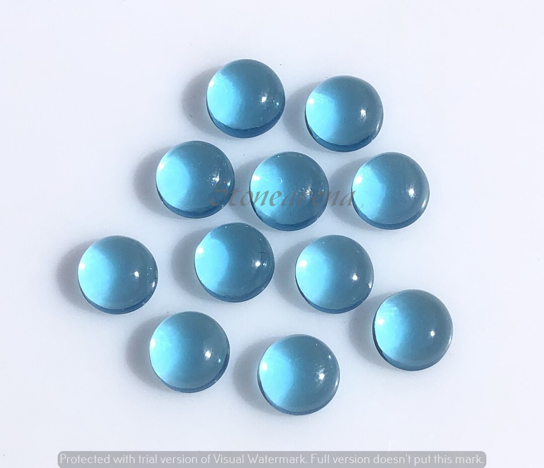Swiss Blue Quartz Cabochon Gemstone, Round Shape Swiss Blue Quartz ...