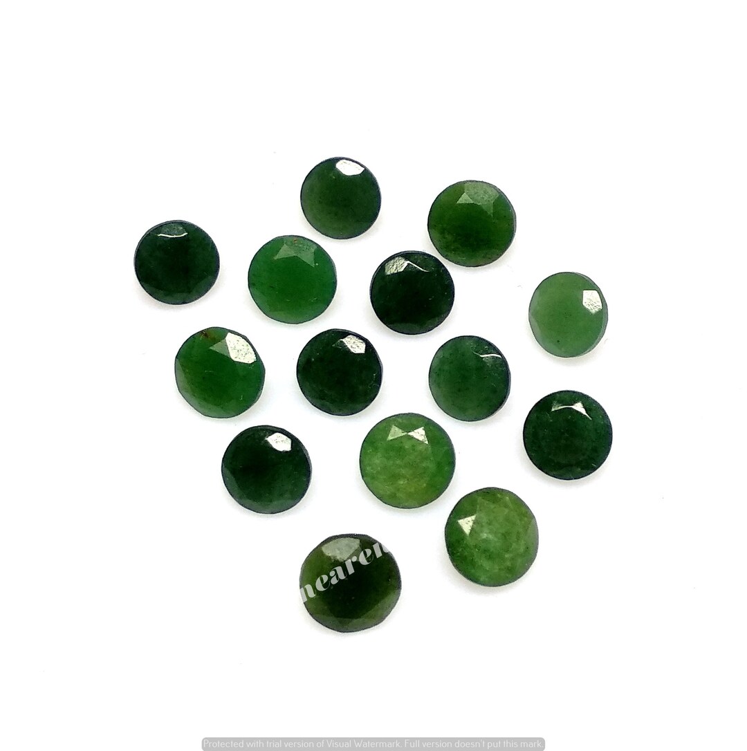 Natural Green Jade Round Cut Stone, Natural Green Jade Cut Gemstone Lot ...