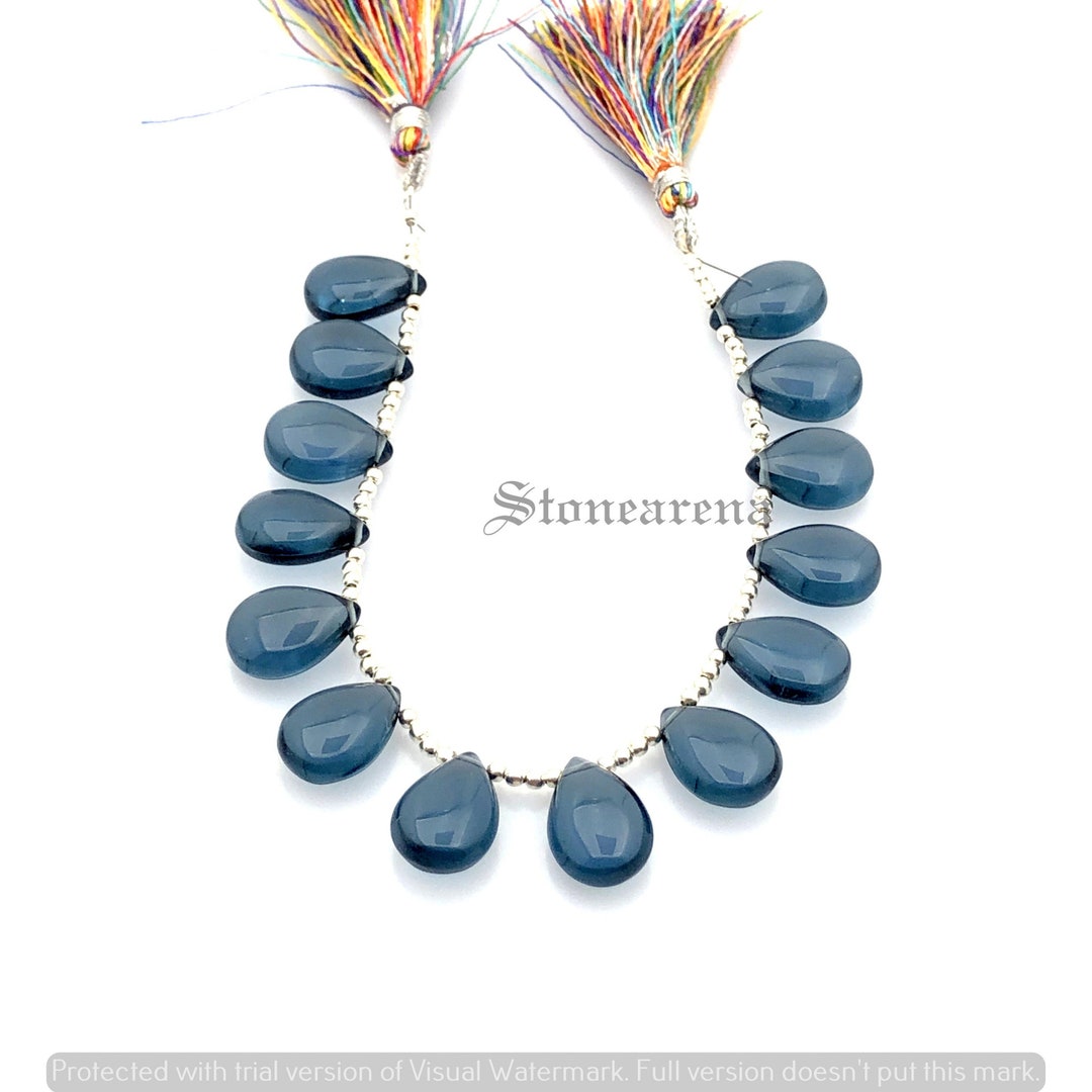 London Blue Quartz Layout Gemstone, Beaded Blue Quartz Briolette ...