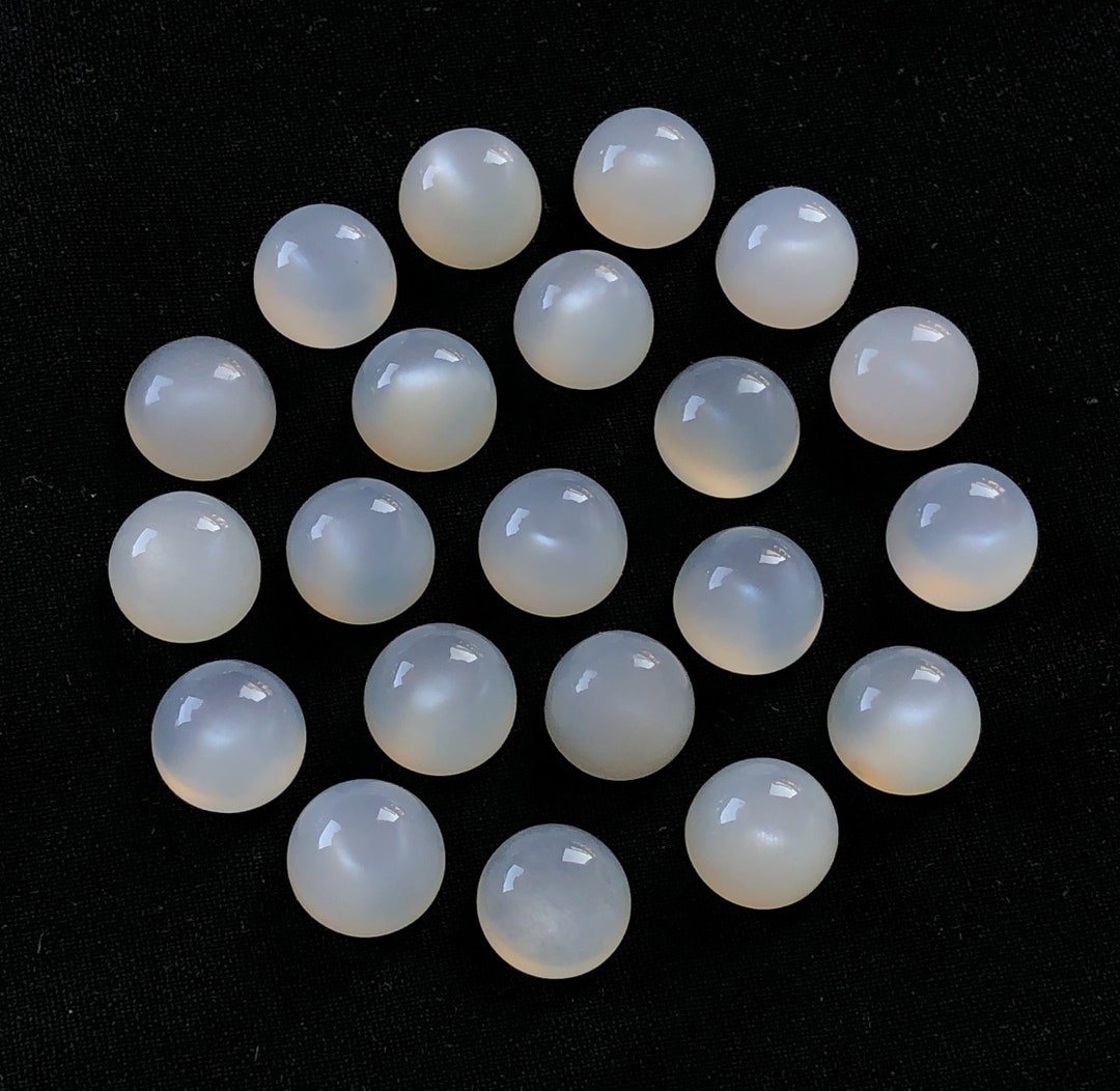 44.00 CRT 100% Natural Gray Moonstone Cabochon Gemstone, Round Shape ...